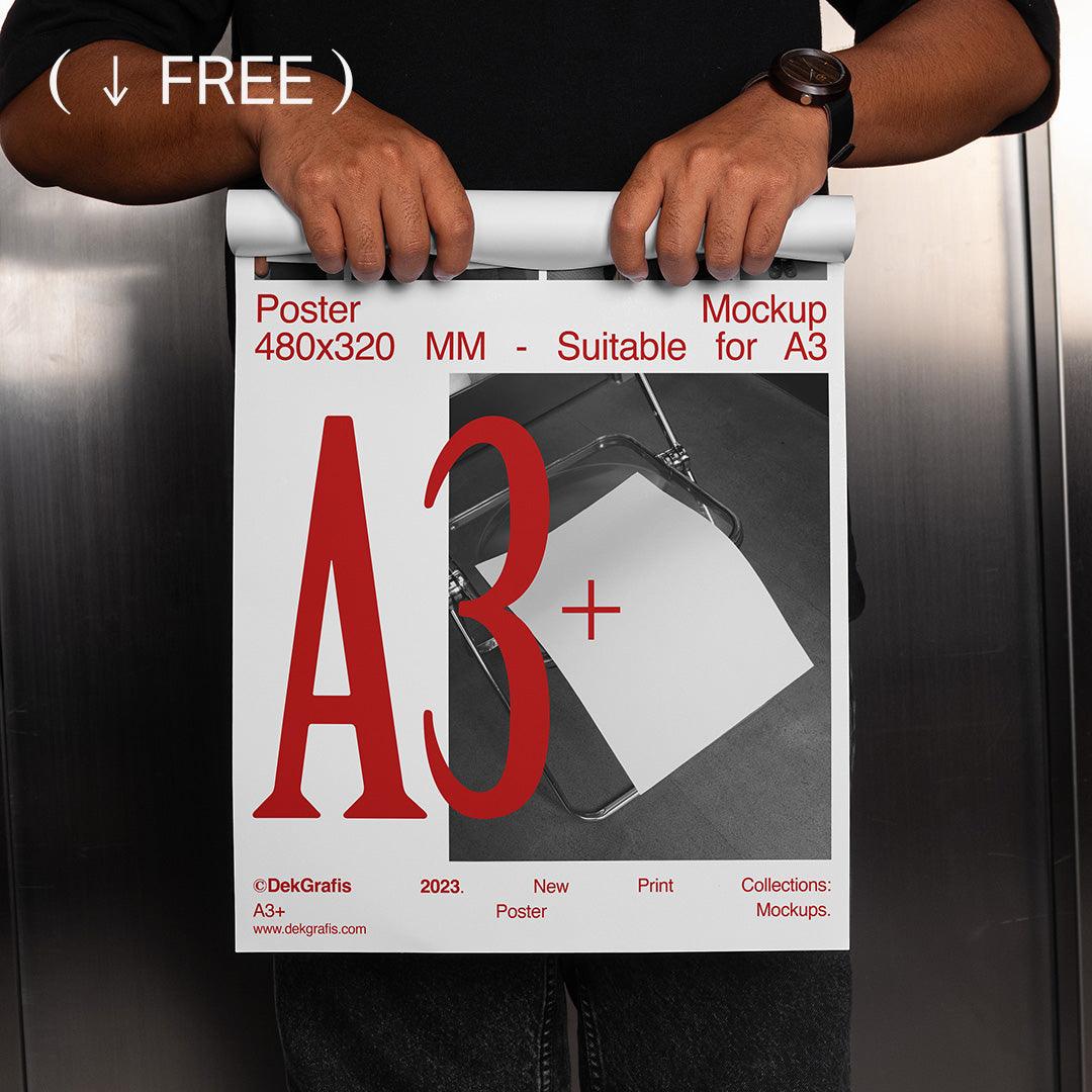 Free A3+ PSD Poster Mockup 01 – DEKGRAFIS