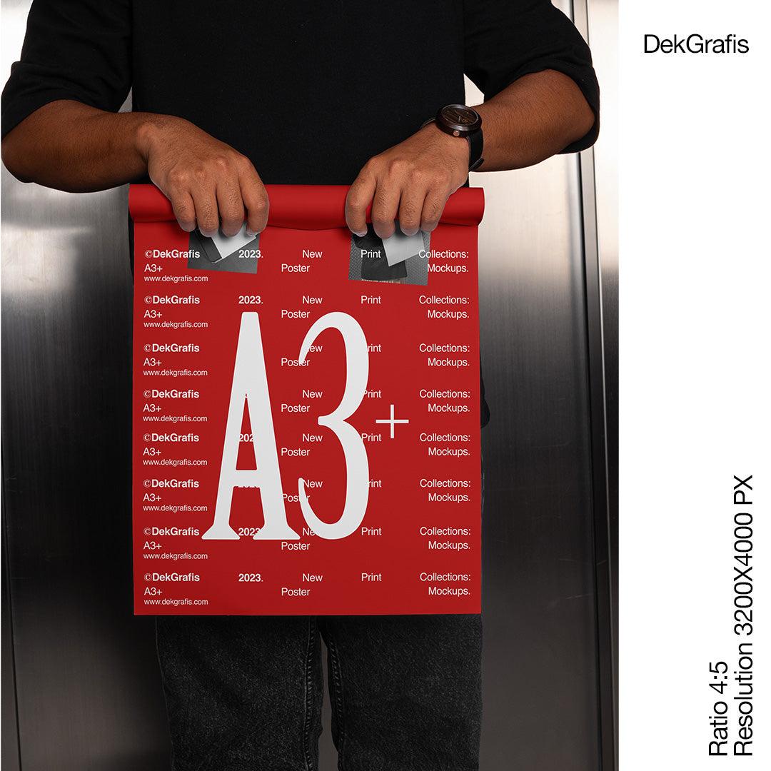 Free A3+ PSD Poster Mockup 01 – DEKGRAFIS